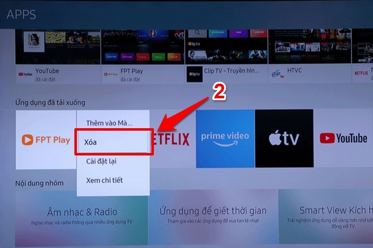 Xóa ứng dụng trên tivi Samsung với vài bước đơn giản